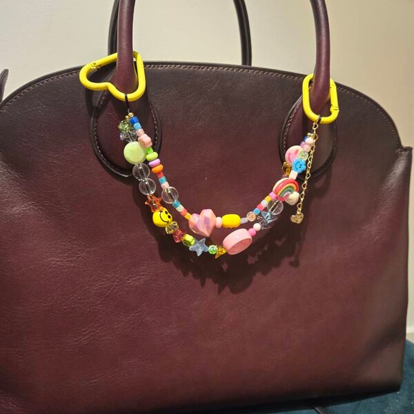 Adorable Happy Face Bag Charm, Multicolored Smiling Face Purse Charm ...