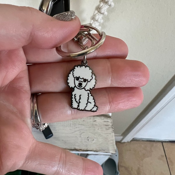 Poodlewhite Dog Keychain - Etsy