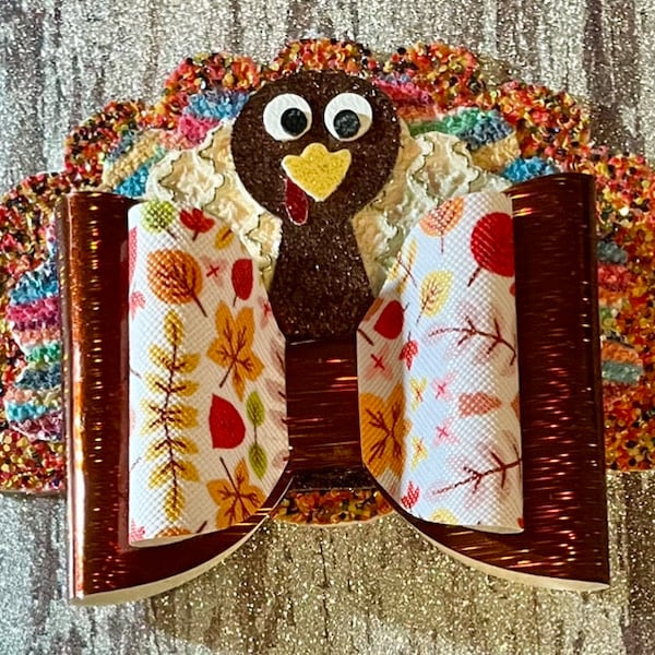 Thanksgiving Bow SVG, Turkey Hair Bow Template, Fall Hair Bow SVG, Faux ...