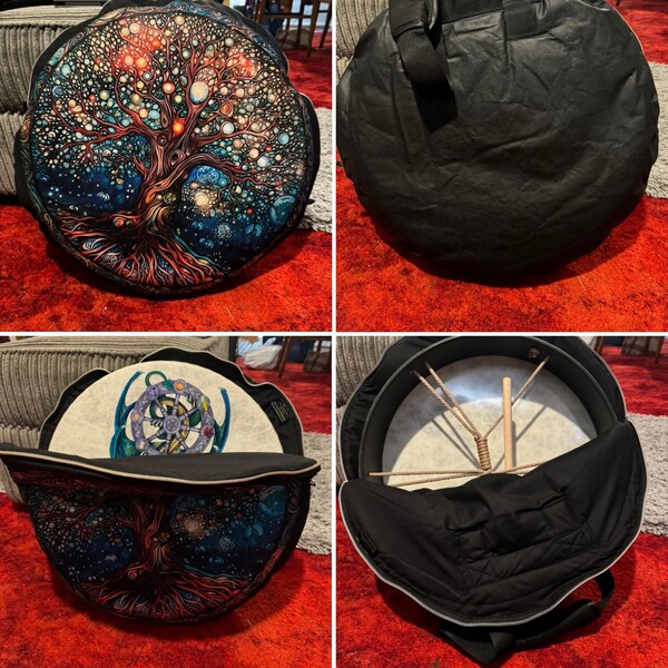Golden Sun Drum Bag for 14 Frame, Shamanic Drums or Steel Tongue Drums ...