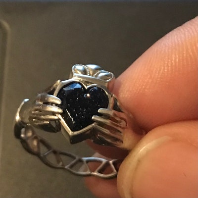 Vintage Rutilated Quartz Engagement Ring Set Black Metal Ring Set for ...