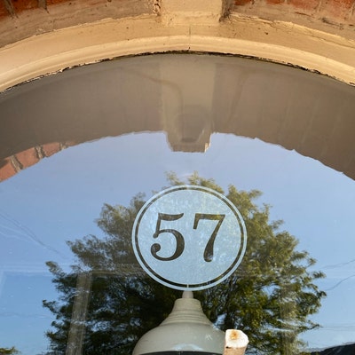 Traditional Round Double Border House Number Decal Etched Glass Style ...