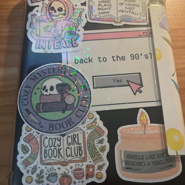 Reading Sticker | Holographic Thriller Book Candle Sticker | Laptop ...