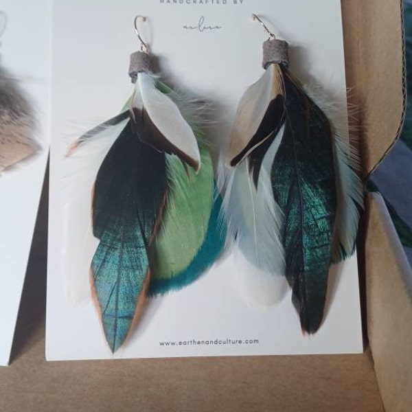 Ribe off White Vintage Tan Feather Earrings Bohemian Wedding Festival ...