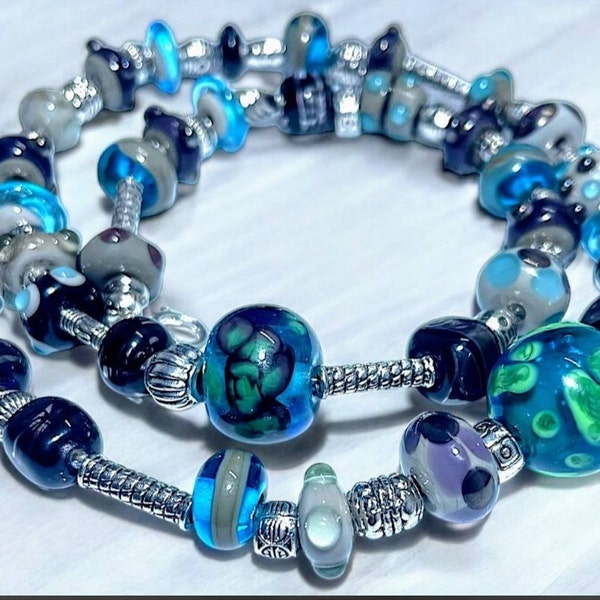 Ocean Wave Glass Pendant, Sea Wave Glass Necklace, Lamp Work Necklace ...