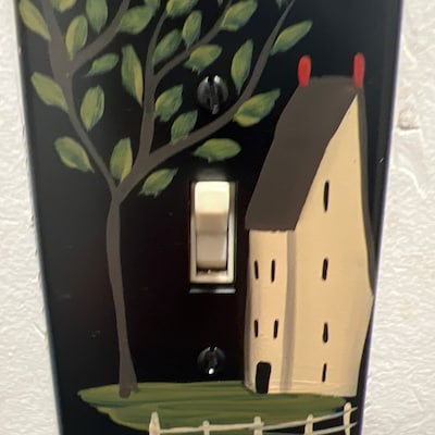 Light Switch Plate Covers Primitive Black With Saltbox and Colonials ...