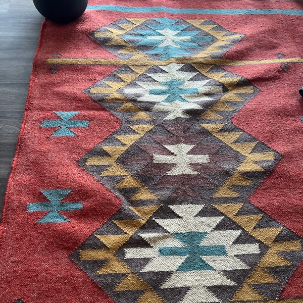 Handmade Flat Weave Rug, Custom Size Area Dhurrie,home & Living Room ...