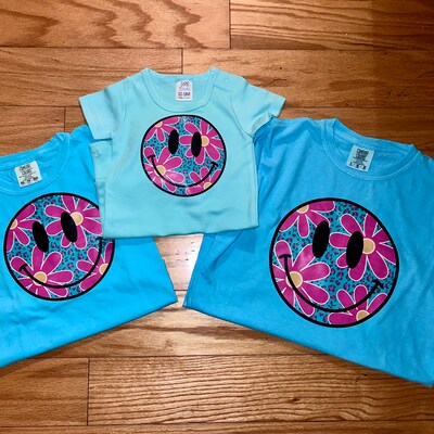 Leopard Print Pink Daisy Smiley Face PNG Happy Face Shirt Sublimation ...