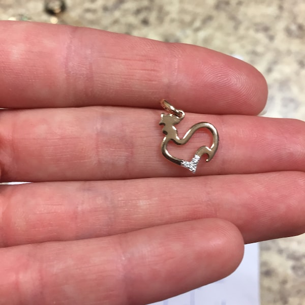 Dainty 14K Gold Diamond Chicken Pendant: Gift for Mom - Etsy