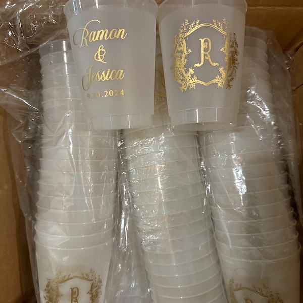 Custom Wedding Cups, Reception Bar Frosted Cups, Personalized ...