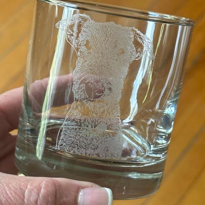 Custom Pet Memorial Photo Rock Glass Engraved Dog Picture Whiskey Glass ...