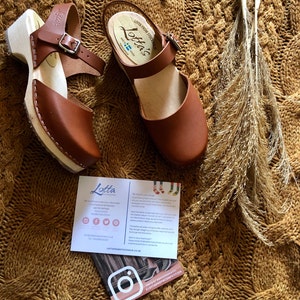 Swedish Clogs Low Wood Tan Leather by Lotta From Stockholm / Wooden ...