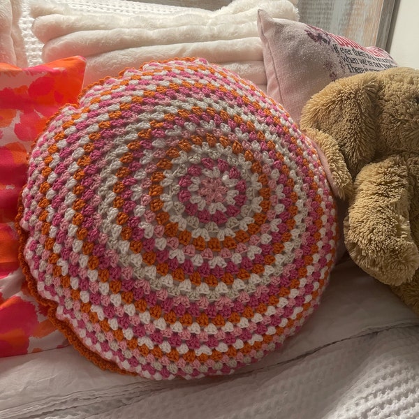 CROCHET PATTERN Round Cushion, Retro Home Decor (PDF Pattern) Digital ...