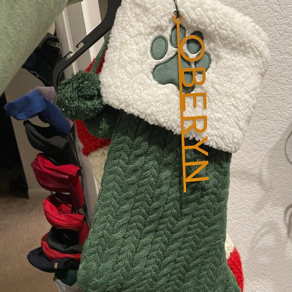 Modern Stocking Name - Stocking Names - Metal Stocking Name Tag ...