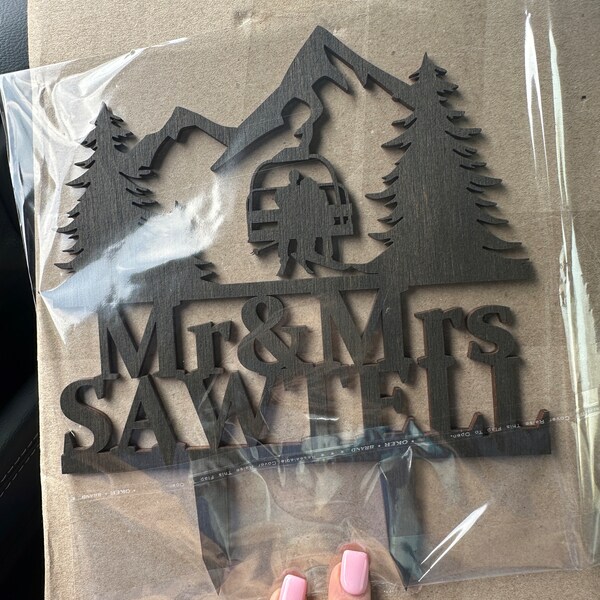 Winter Skiing Ski Lift Cake Topper, Couple Bride and Groom Winter ...