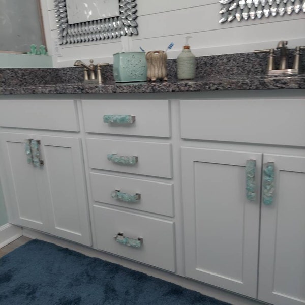 Natural CRUSHED Seashell Cabinet Handles Pulls and Knobs for Coastal ...