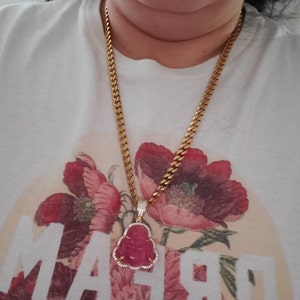 Green Jade Buddha With Rhinestones 18k Gold Plated 16 Inch Chain Pink ...