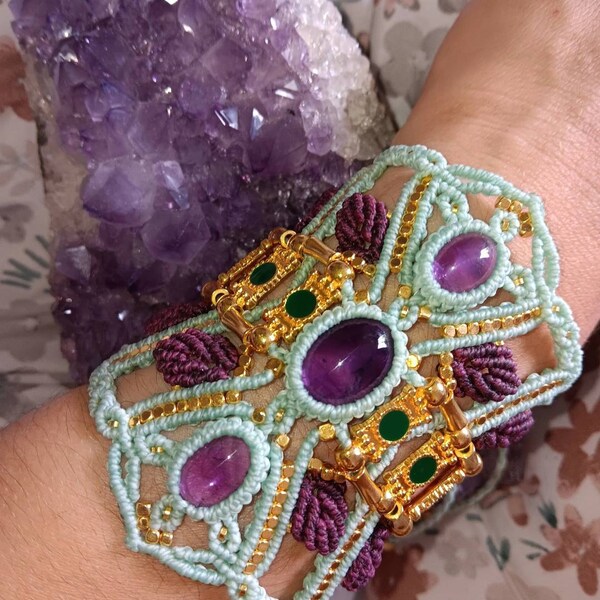 Tribal Macrame Necklace With Natural Rose Quartz, Festival Choker ...