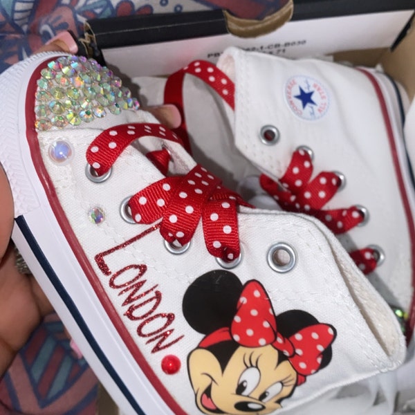 Minnie Mouse Bling Shoes, Minnie Mouse Red Sneakers Shoes, Minnie Mouse ...