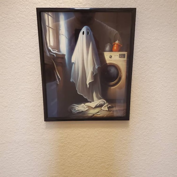 Ghost on Laundry Day, Dark Bathroom Romantic Ghost Decor, Halloween ...