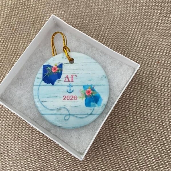 Long Distance Ceramic Ornament, Personalized Ornament, State Map Gift ...