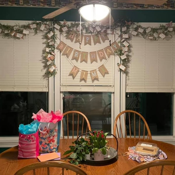 Happy Birthday Burlap Banner, Happy Birthday Pastel Colors, Custom ...