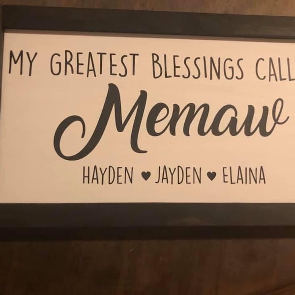 Custom Memaw Sign, Grandparents Wooden Sign, Grandparents Gift, Mother ...