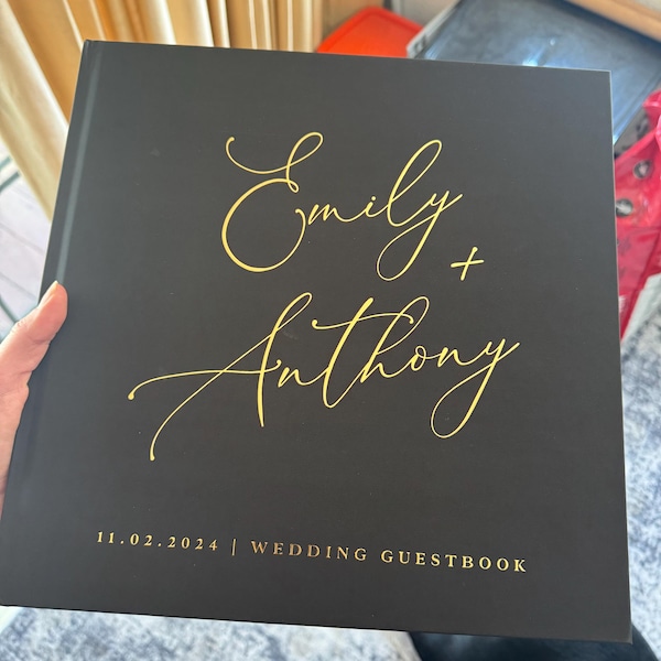 Black and Gold Wedding Guest Book, Wedding Sign In, Photo Album ...