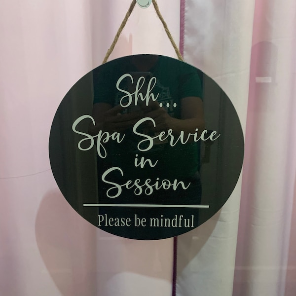 Massage in Session Sign Quiet Please Sign Round Welcome Sign Therapy ...