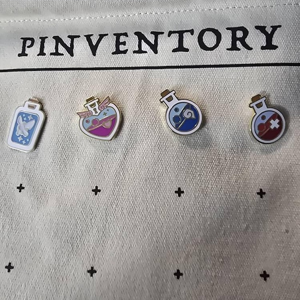 Potion Starter Bottle Pins [HP Health + MP Magic + Life/love/luck ...