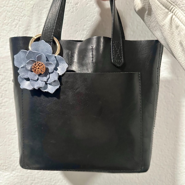 Blue Gray Flower Purse Charm, Single Blue Gray Magnolia Flower Purse ...