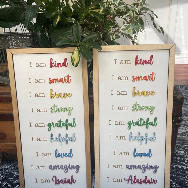 Personalized Affirmation Sign, Kids Daily Affirmation, Affirmation Wall ...
