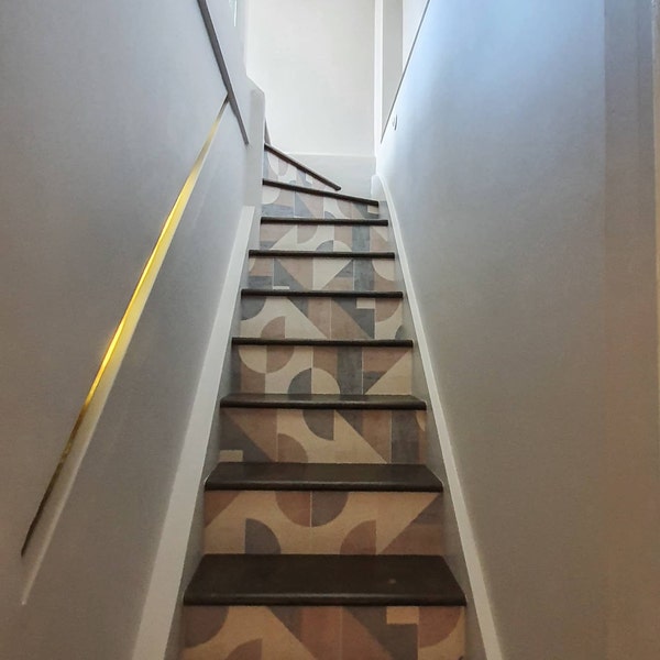 Geometric Sand Stair Riser Stickers - Pack of 6 Removable Stair Riser ...