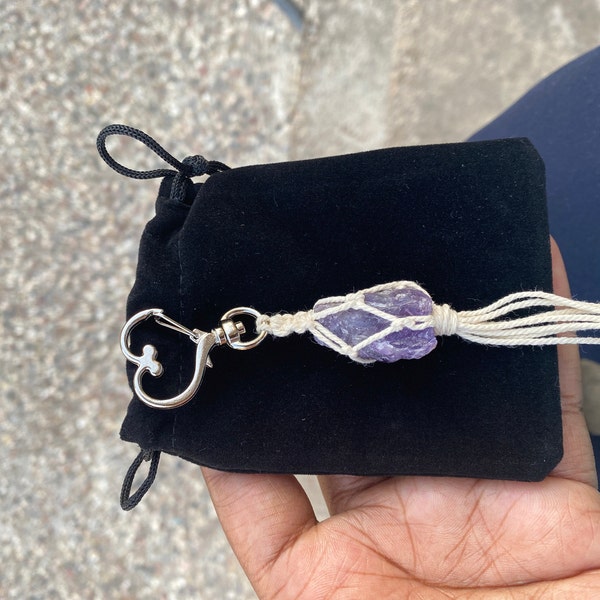 Raw Crystal Keychains, Macrame Wrapped Crystals. Boho Keychains for Her ...