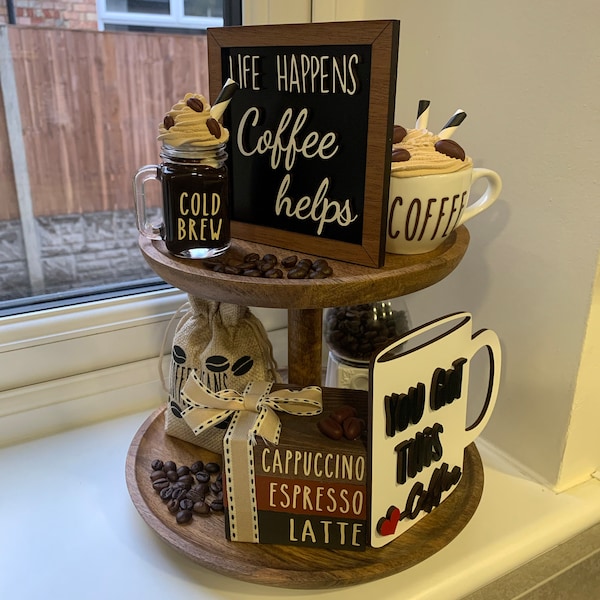 Coffee Tier Tray, Coffee Tier Tray Signs, Coffee Shop Decor, Tier Tray ...