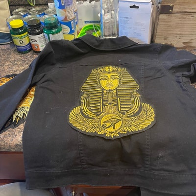 Large Gold Egyptian Pharaoh Iron on Patch Egyptian Pharaoh King Tut ...