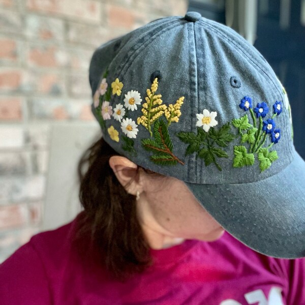 Custom Embroidered Hat, Floral Embroidery Custom Baseball Hat ...
