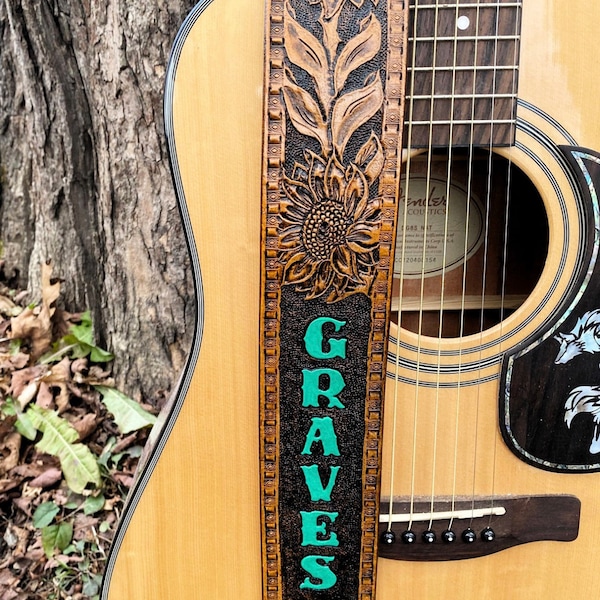 Handmade Leather Personalized Guitar Straps for Acoustic or Electric ...