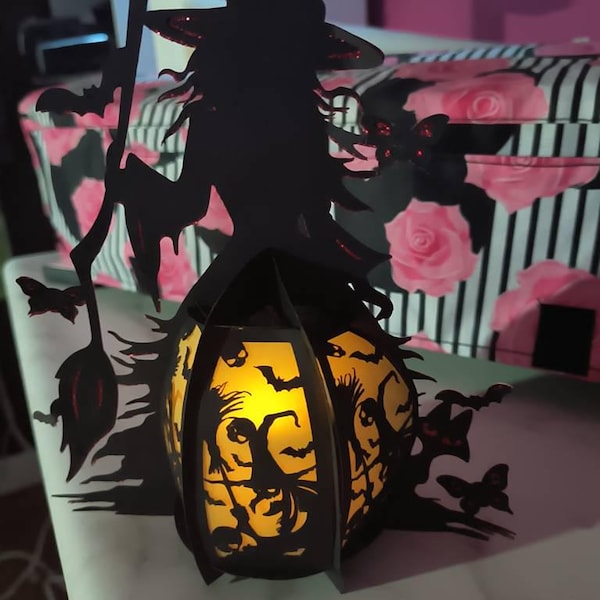 Pack 3 Witch Lantern PDF, SVG, Studio Template - DIY Halloween Paper ...