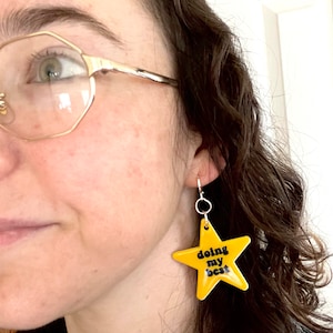 Star Shaped Earrings, Doing My Best Earrings, Meme Earrings, Funny ...