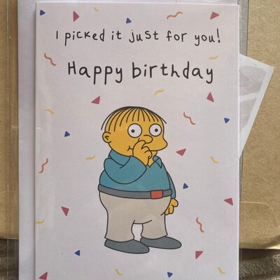 Ralph Wiggum Simpsons Funny Birthday Card, Funny Greetings Card ...