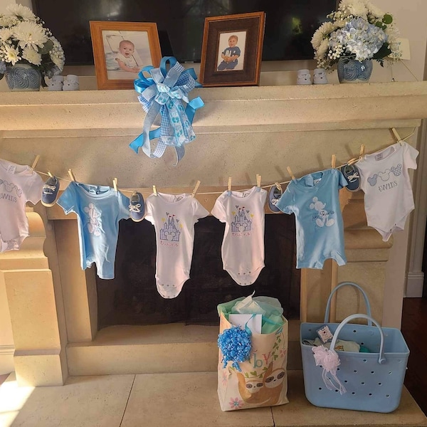 Boy Baby Shower Boy Onesie Clothesline Display, Baby Boy Clothes ...