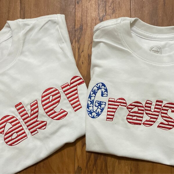 Patriotic Stars and Stripes Kids Font 2 Types Machine Embroidery ...