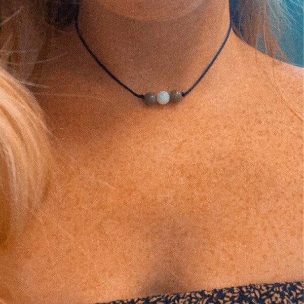 Healing Crystal Chokers, Choose Your Stones, Gemstone 3 Bead Chokers, Birthstones Necklace ...