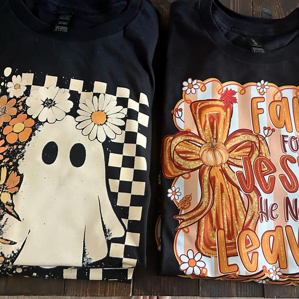 Patchwork Halloween DTF Transfer, Quilt Style Pumpkin and Ghost Print, Retro Quilted Applique ...