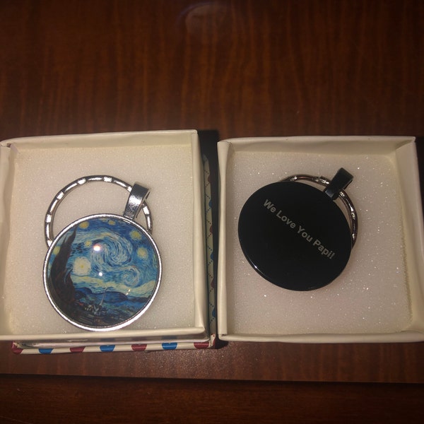Engraved Keychain the Starry Night Custom Phrase Personalized Gift Art ...