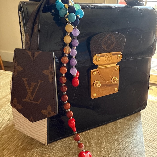Gemstone Chunky Heart Beaded Bag Charm | Natural Stone Bead Bag Tag ...