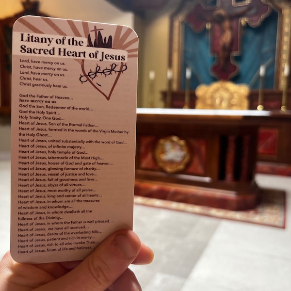 Litany of the Sacred Heart of Jesus - Catholic Prayer - Prayer Card ...