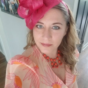 Tia Large Bright Red Fascinator, Royal Wedding Hat, Kentucky Derby Hat ...