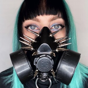 Black Cyber Mask Cyber Goth Respirator Gas Mask MONSTER Spikes - Etsy